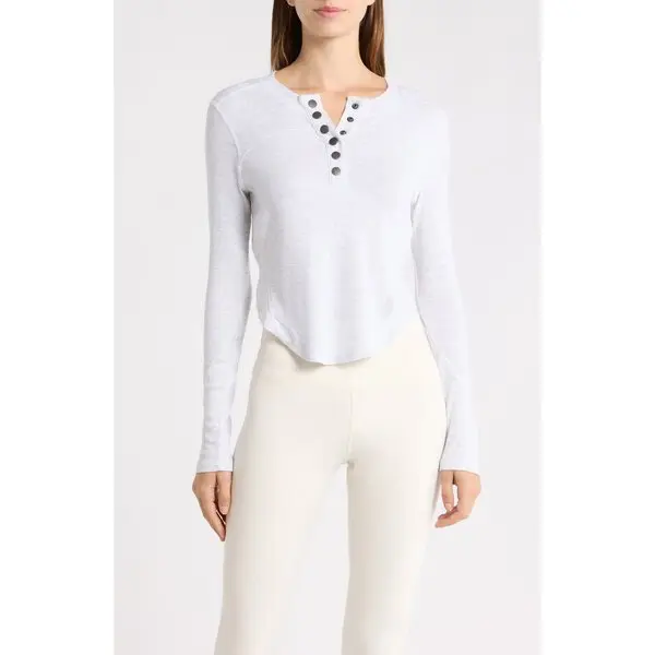 Free People Cool Down Stretch Cotton Crewneck Top - Heather Grey