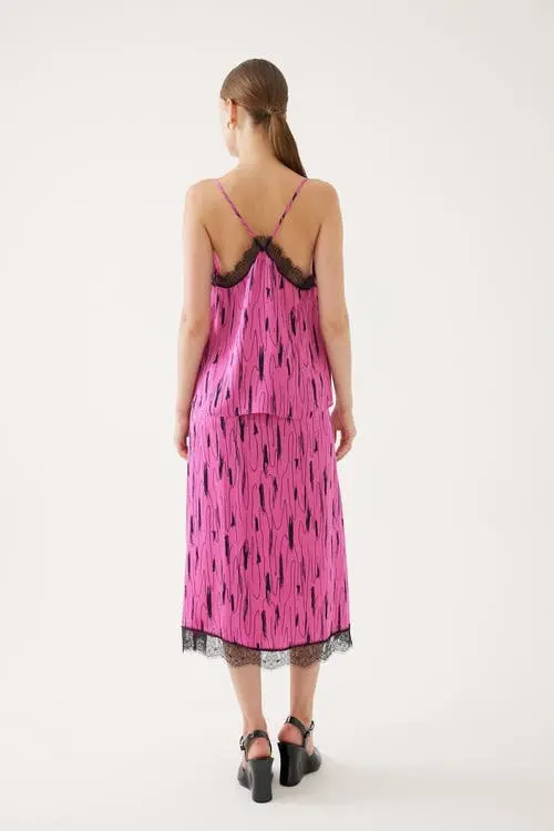 EXQUISE Printed Spaghetti Strap Blouse