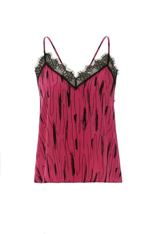 EXQUISE Printed Spaghetti Strap Blouse