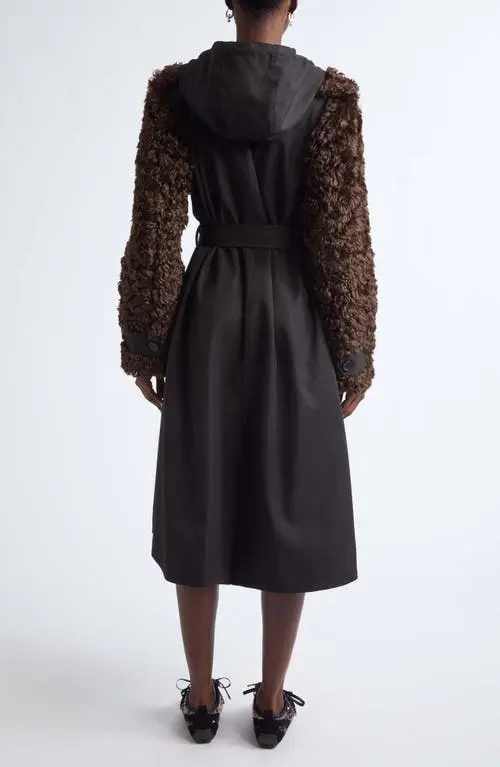 Simone Rocha Faux Fur Detail Trench Coat
