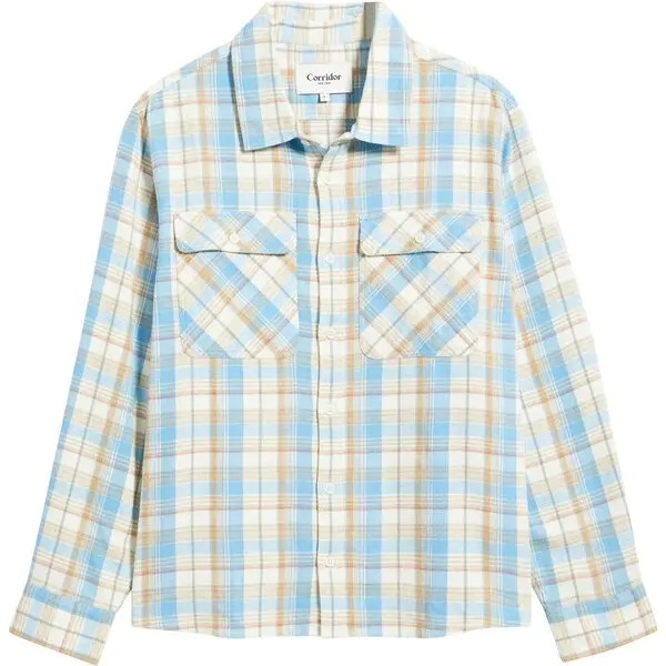 CORRIDOR Plaid Cotton Flannel Button-up Shirt