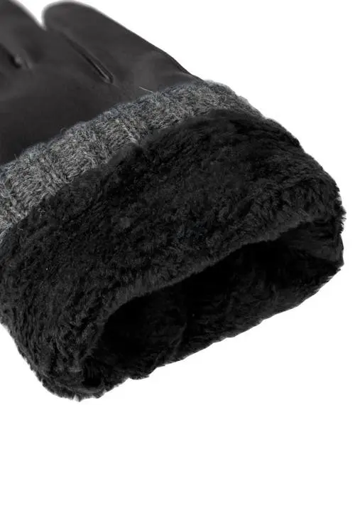 KESSLER Leather Gloves With Knitted Cuff And Touch Function - Black