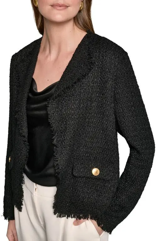 Donna Karan New York Open Front Tweed Jacket