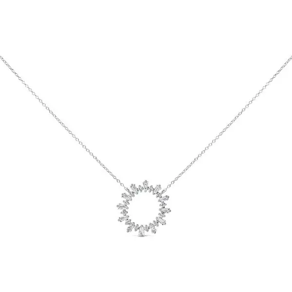 HAUS OF BRILLIANCE Sterling 3/4 Cttw Diamond Starburst Medallion Pendant Necklace - Silver