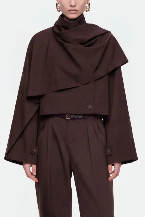NOCTURNE Stand Collar Trench Coat