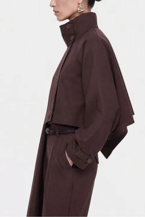 NOCTURNE Stand Collar Trench Coat