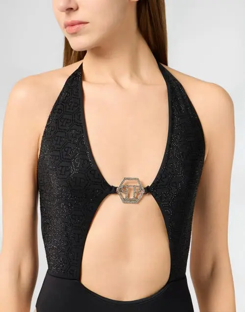 Philipp Plein Monokini Monogram Strass