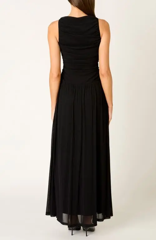NIA Clea Ruched Fit & Flare Drop Waist Dress - Black