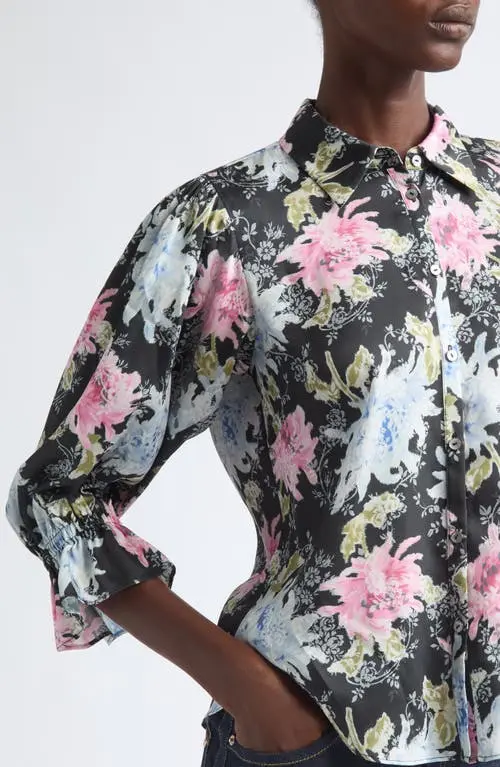 Cinq À Sept Fiona Ikat Dahlia Three-quarter Sleeve Shirt