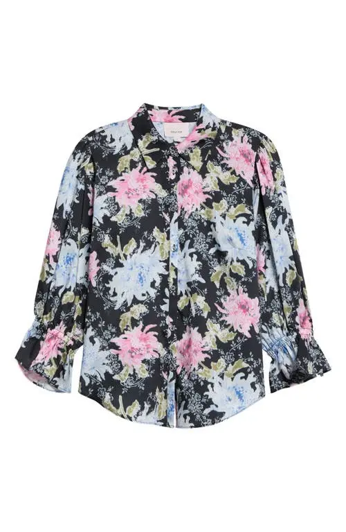 Cinq À Sept Fiona Ikat Dahlia Three-quarter Sleeve Shirt