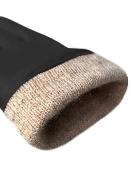 KESSLER Extra Long Premium Lamb Leather Touchscreen Gloves Style With Cashmere Lining - Black