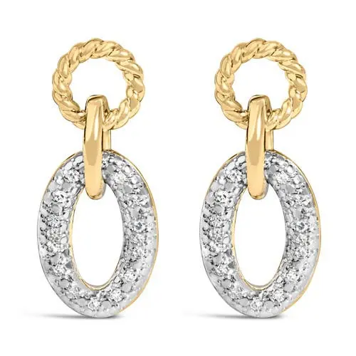 HAUS OF BRILLIANCE Gold Vermeil 1/10 Cttw Diamond Oval Link Earrings - Silver