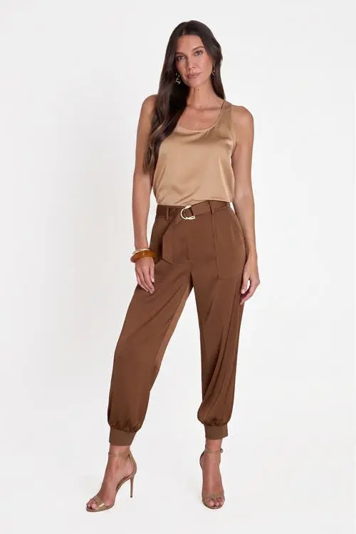 THE NOLI SHOP Adrienne Satin Cargo Pant - Java