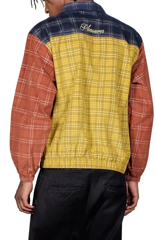 PLEASURES Colorblock Check Cotton Corduroy Shirt