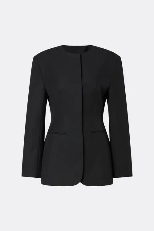 MALINA Carol Collarless Wool Silk Blazer