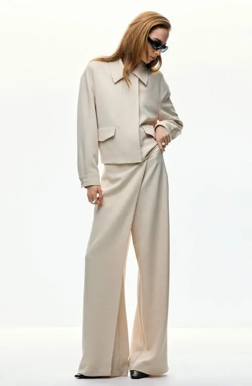 Mango Tamar Wrap Front High Waist Straight Leg Pants