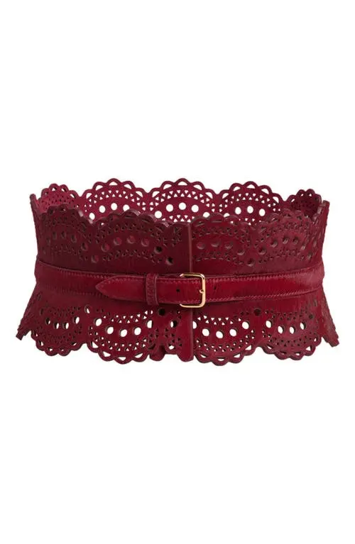 Alaïa Vienne Calf Hair Wide Bustier Belt - Cerise