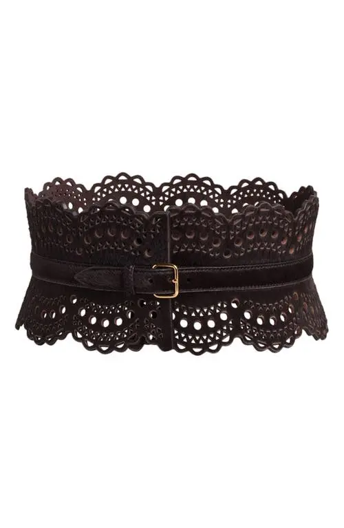 Alaïa Vienne Calf Hair Wide Bustier Belt - Chocolate