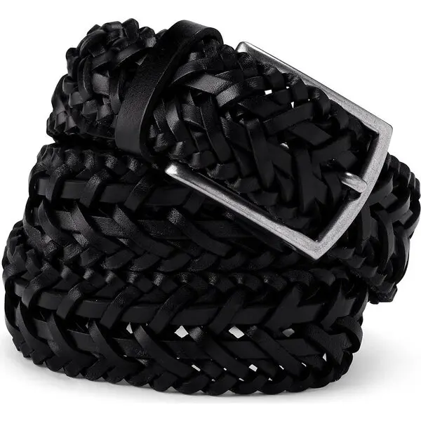 LANDS' END Leather Braid Belt - Black