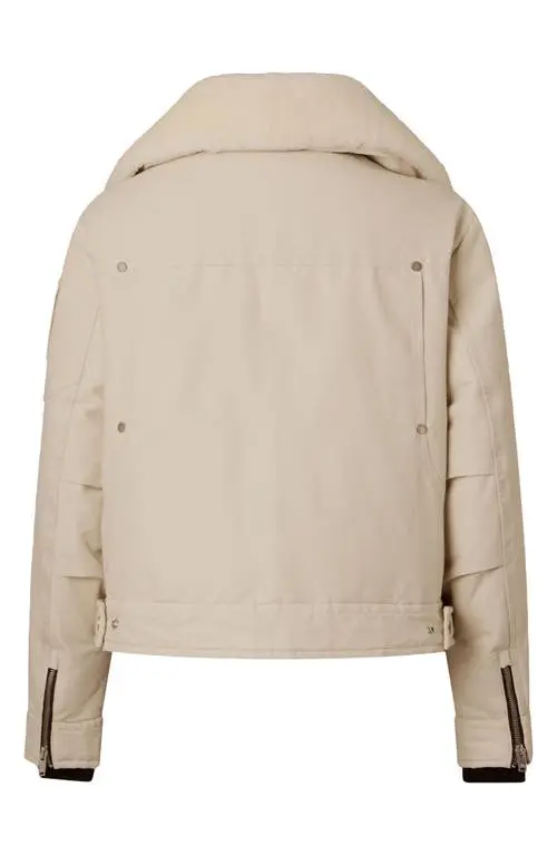 Moose Knuckles Aurora Down & Feather Fill Trucker Jacket With Genuine Shearling Collar