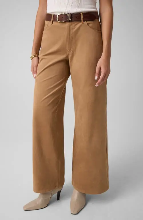 Guess Jennie Faux Suede Wide Leg Pants - Open Brown
