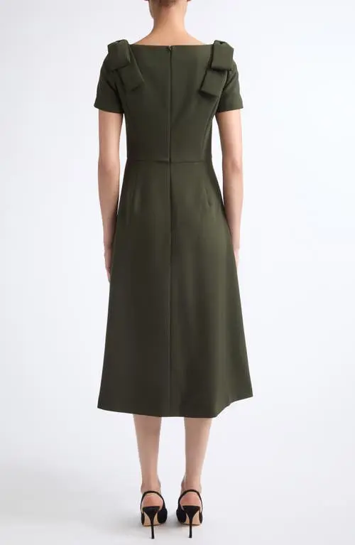Carolina Herrera Bow Shoulder A-line Midi Dress