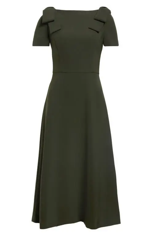 Carolina Herrera Bow Shoulder A-line Midi Dress