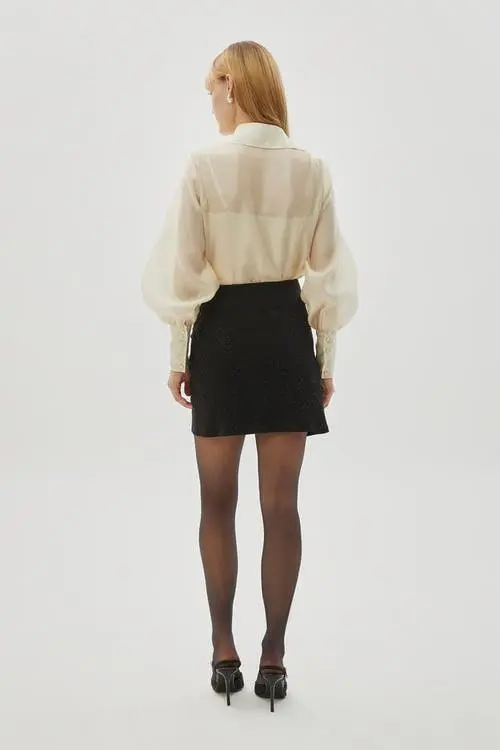 EXQUISE Ruffle Trim Embellished Mini Skirt