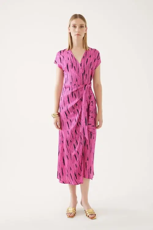 EXQUISE Off Shoulder Belted Wrap Dress