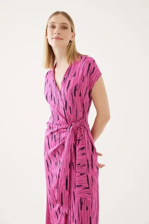 EXQUISE Off Shoulder Belted Wrap Dress