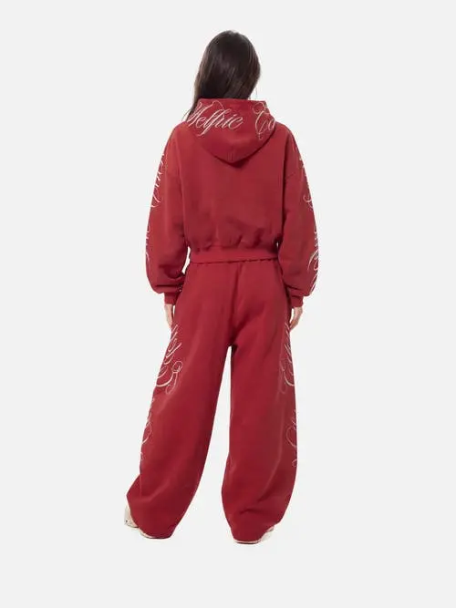 AELFRIC EDEN Boxy Embroidery Hoodie Sets - Red