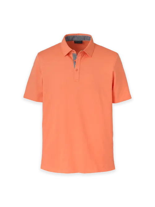 PAUL FREDRICK Mercerized Cotton Three Button Polo - Melon