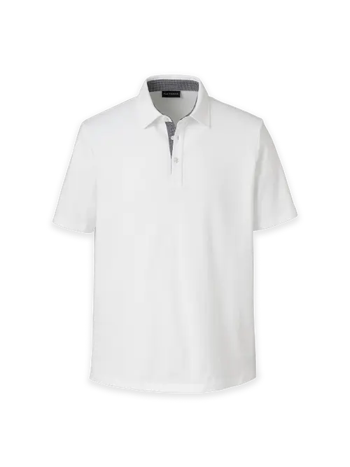 PAUL FREDRICK Mercerized Cotton Three Button Polo - White