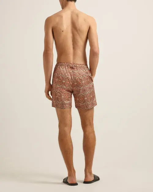 Orlebar Brown Bulldog Drawcord Mid Length Paisley Carnival Swim Shorts - Vermillion