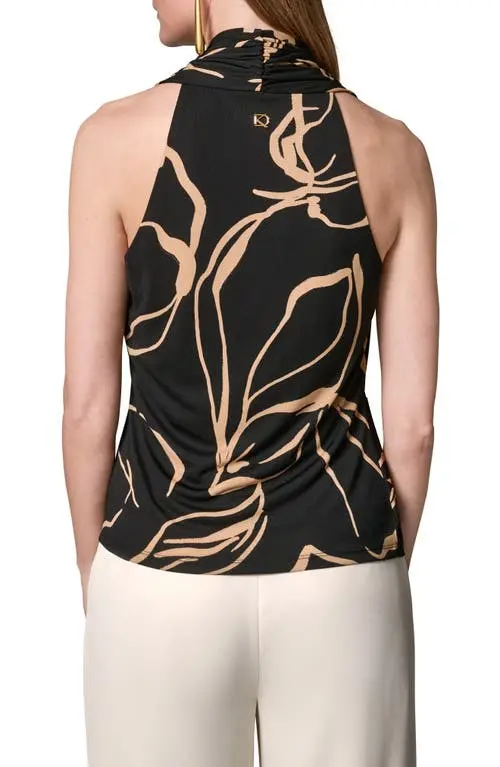 Donna Karan New York Ruched Hardware Top - Blk/fawn