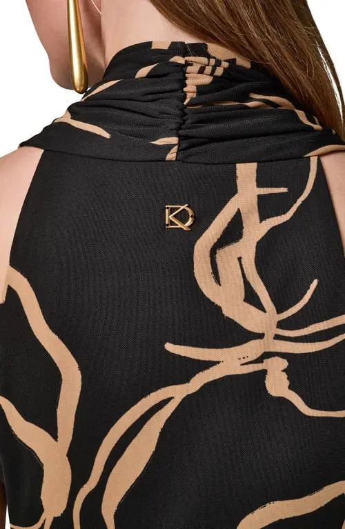 Donna Karan New York Ruched Hardware Top - Blk/fawn