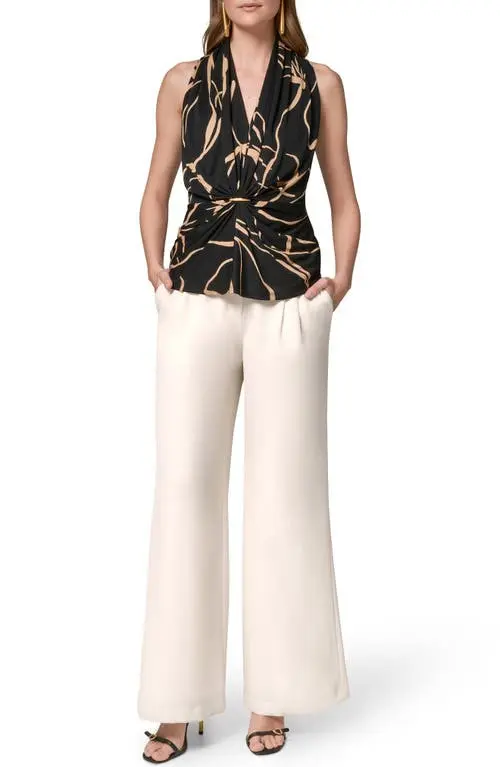 Donna Karan New York Ruched Hardware Top - Blk/fawn