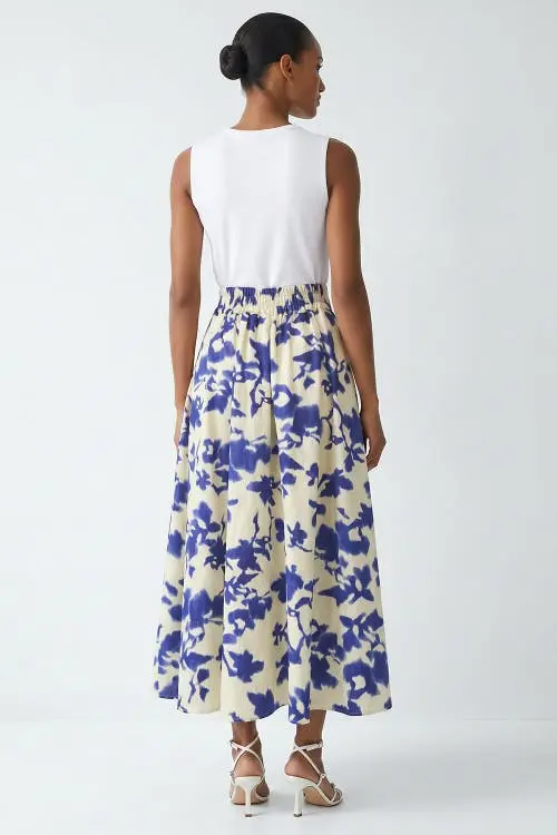 EXQUISE Elastic Waist Pleated Regular Midi Skirt