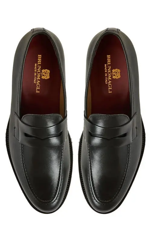 Bruno Magli Delfino Leather Penny Loafer - Black Leather