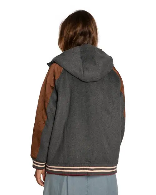 BELLE & BLOOM Remix Bomber Varisty Jacket - Grey