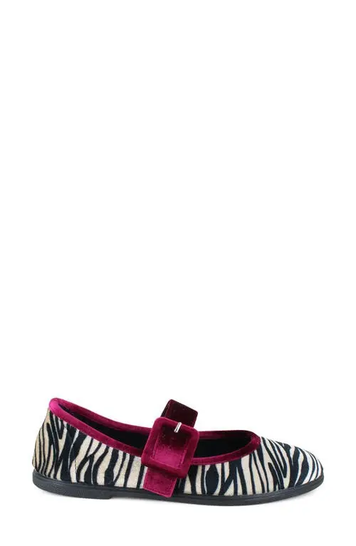 NATIONAL COMFORT Animal Print Mary Jane Flat - Zebra Fabric
