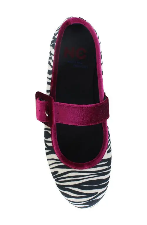 NATIONAL COMFORT Animal Print Mary Jane Flat - Zebra Fabric