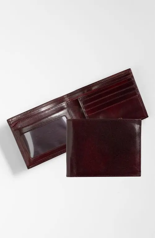 Bosca Id Flap Leather Wallet - Dark Brown