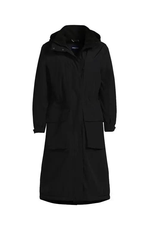 LANDS' END Tall Squall Waterproof Insulated Winter Stadium Maxi Coat - Black