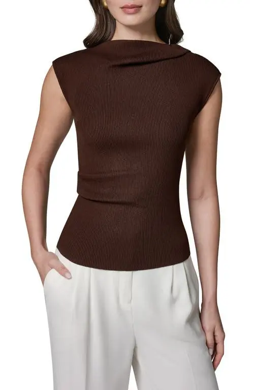 Donna Karan New York Aymmetric Cap Sleeve Rib Sweater - Canyon