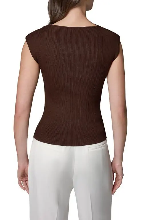 Donna Karan New York Aymmetric Cap Sleeve Rib Sweater - Canyon