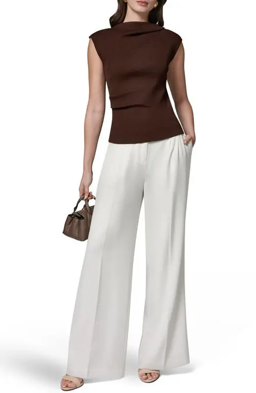 Donna Karan New York Aymmetric Cap Sleeve Rib Sweater