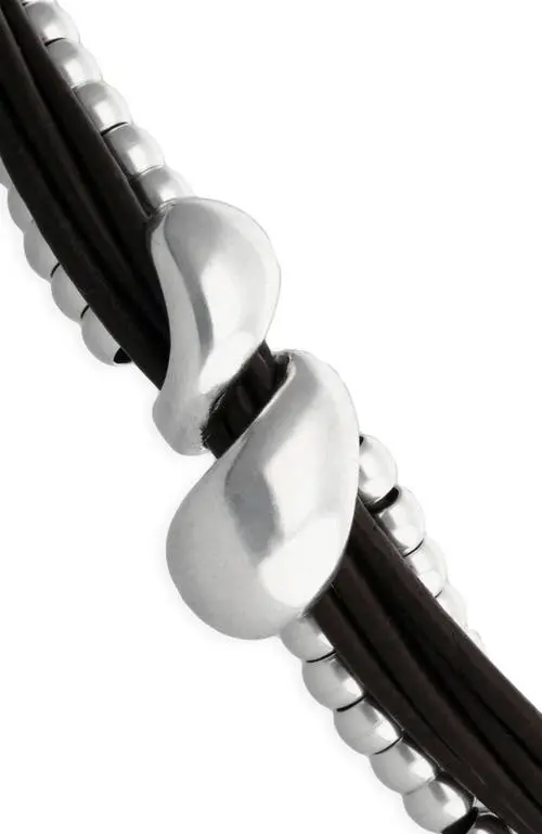 UNODE50 Leather Bracelet With Dual -tone Drops
