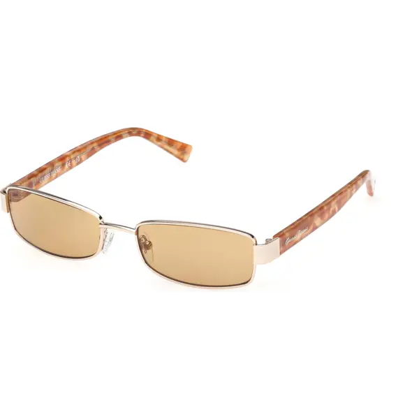 Guess Slim Rectangular Metal Sunglasses - Gold/brown
