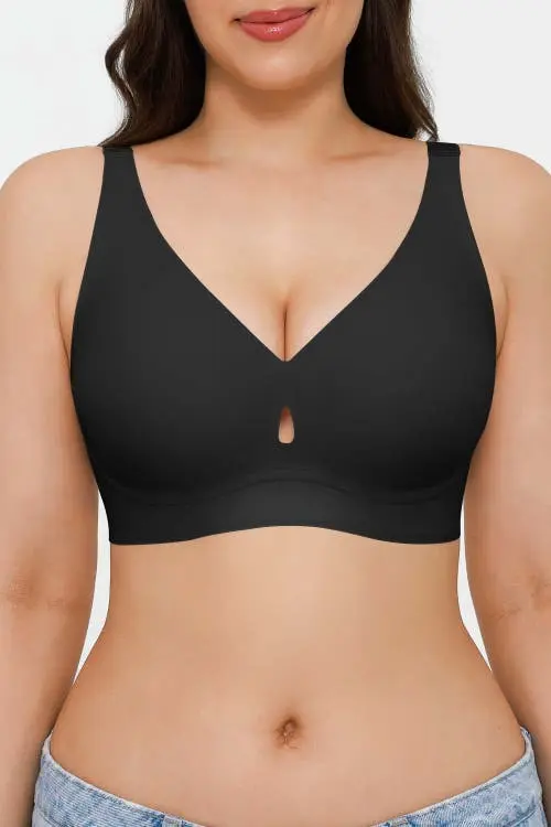 POPILUSH Seamless Wireless Jelly Contour Support Bra - Black